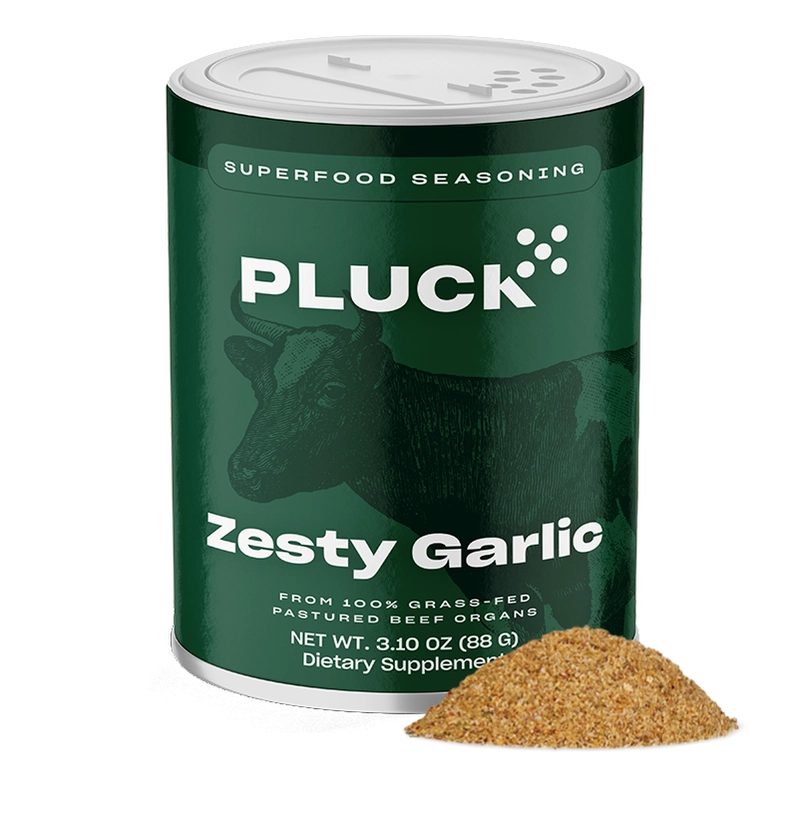Pluck // Zesty Garlic Organ Meat Blend Seasoning, 3.1 oz
